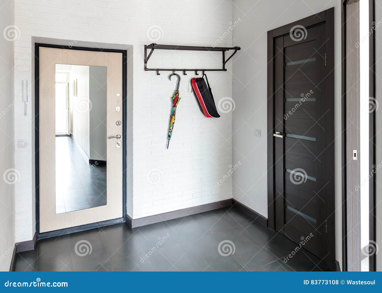 Hall in the apartment stock photo. Image of grey, hall - 83773108