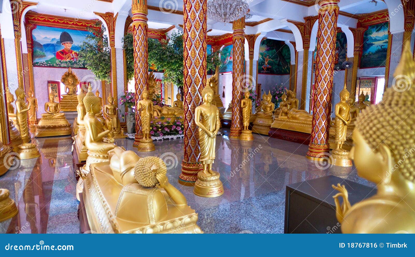 Hall in buddhist temple stock photo. Image of thailand - 18767816