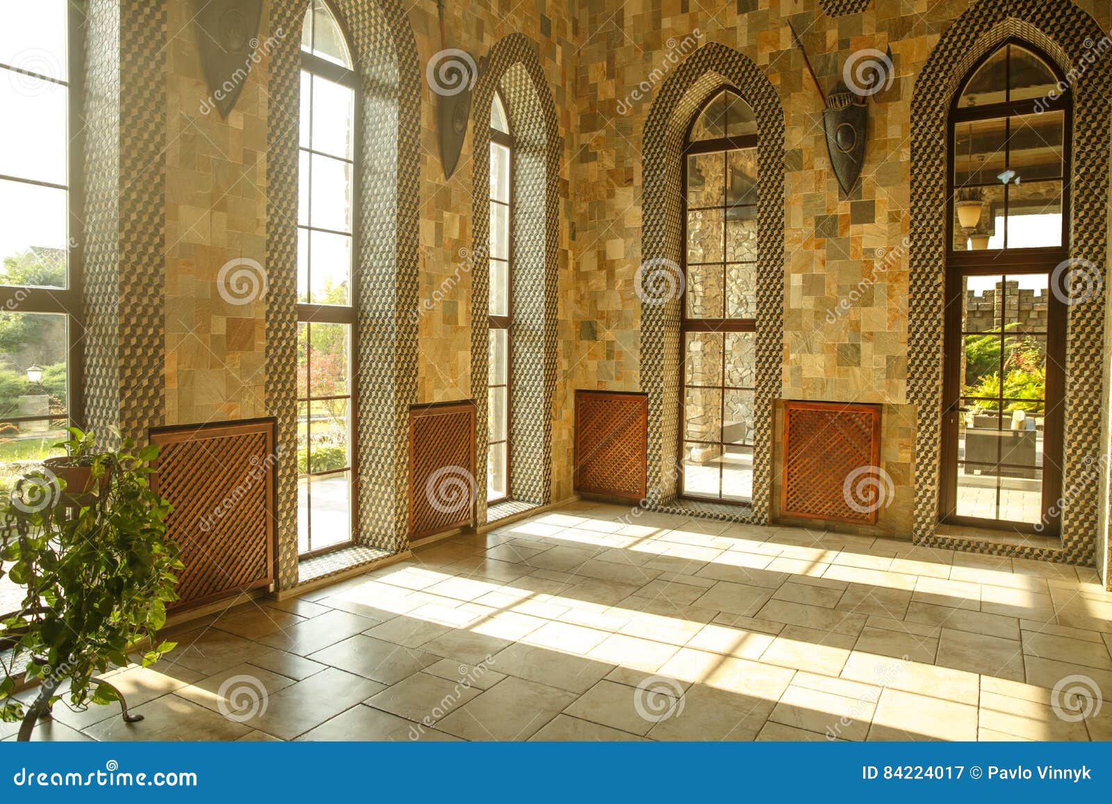 Hall of Castle Palace with Large Windows. Editorial Photography - Image ...