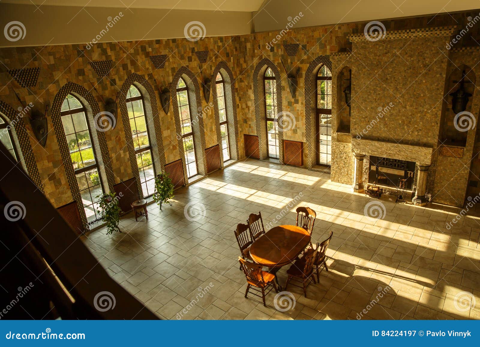 Hall of Castle Palace with Large Windows. Editorial Photography - Image ...