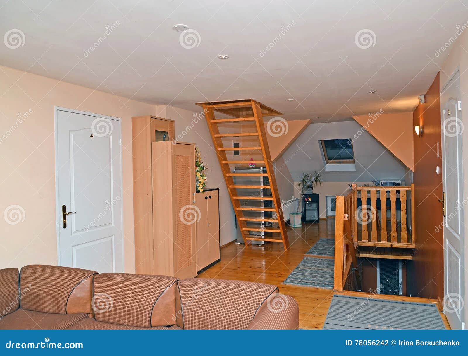The hall in cheap hotel stock photo. Image of furniture - 78056242