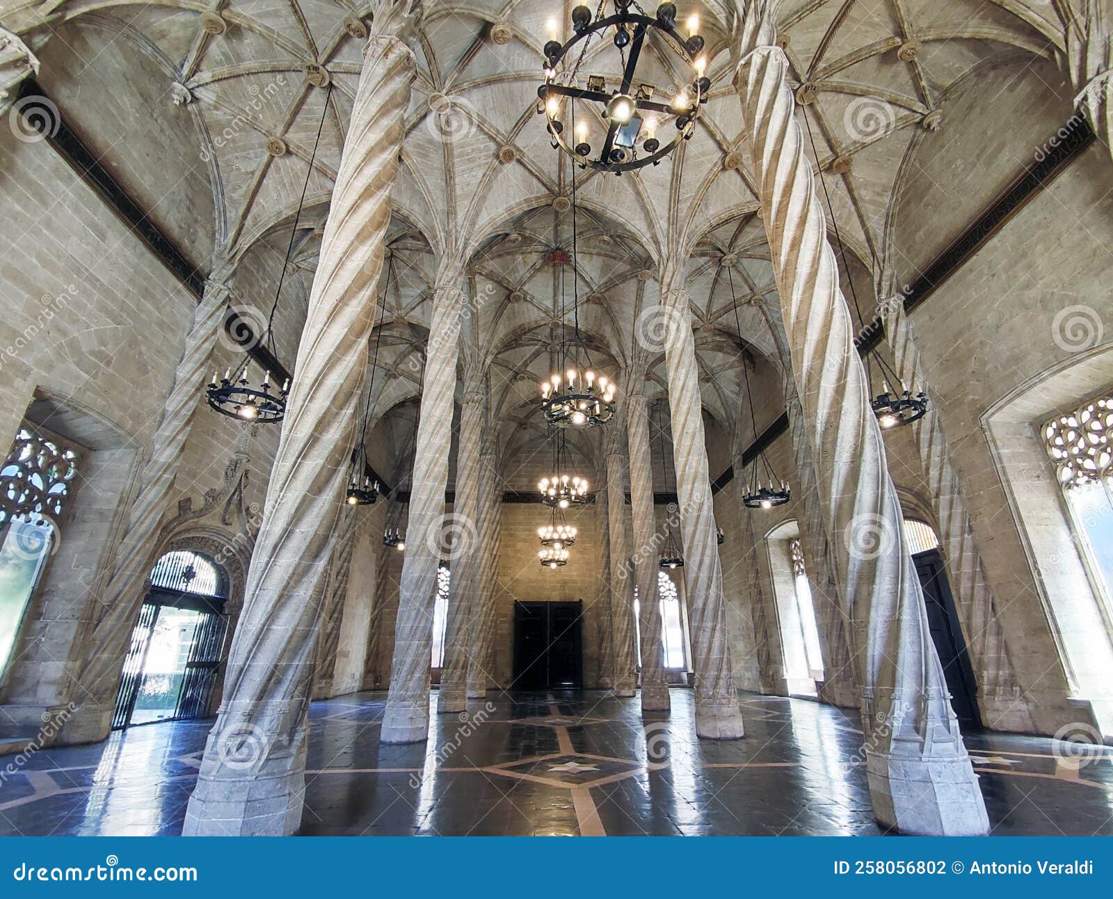 Interior of the Lonja De La Seda `Silk Exchange` in Valencia. Stock ...