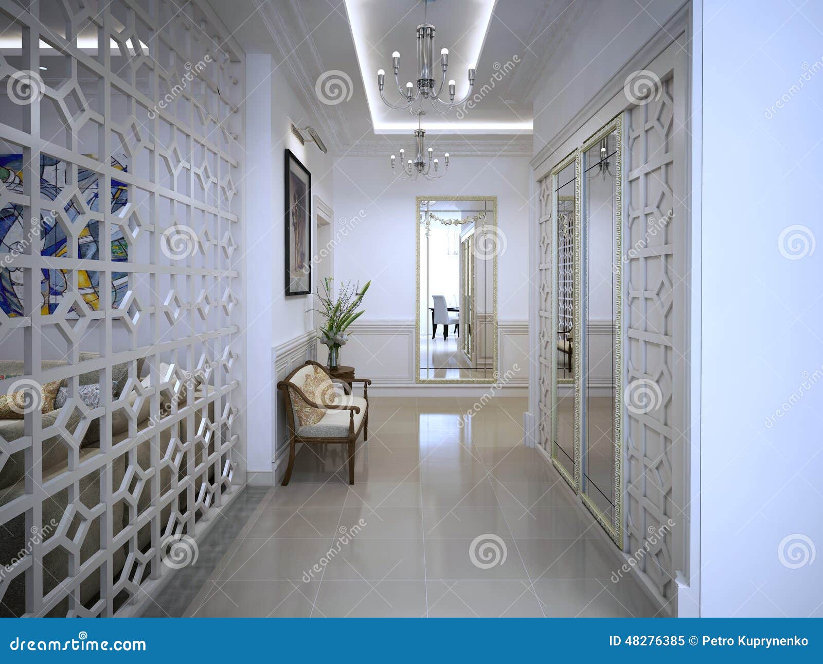 Hall Corridor Classic Style Stock Image - Image of sliding, luxurious ...