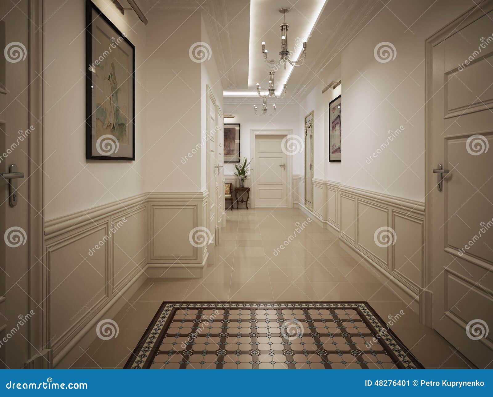 Hall With A Corridor In Contemporary Style With A Wardrobe And A ...