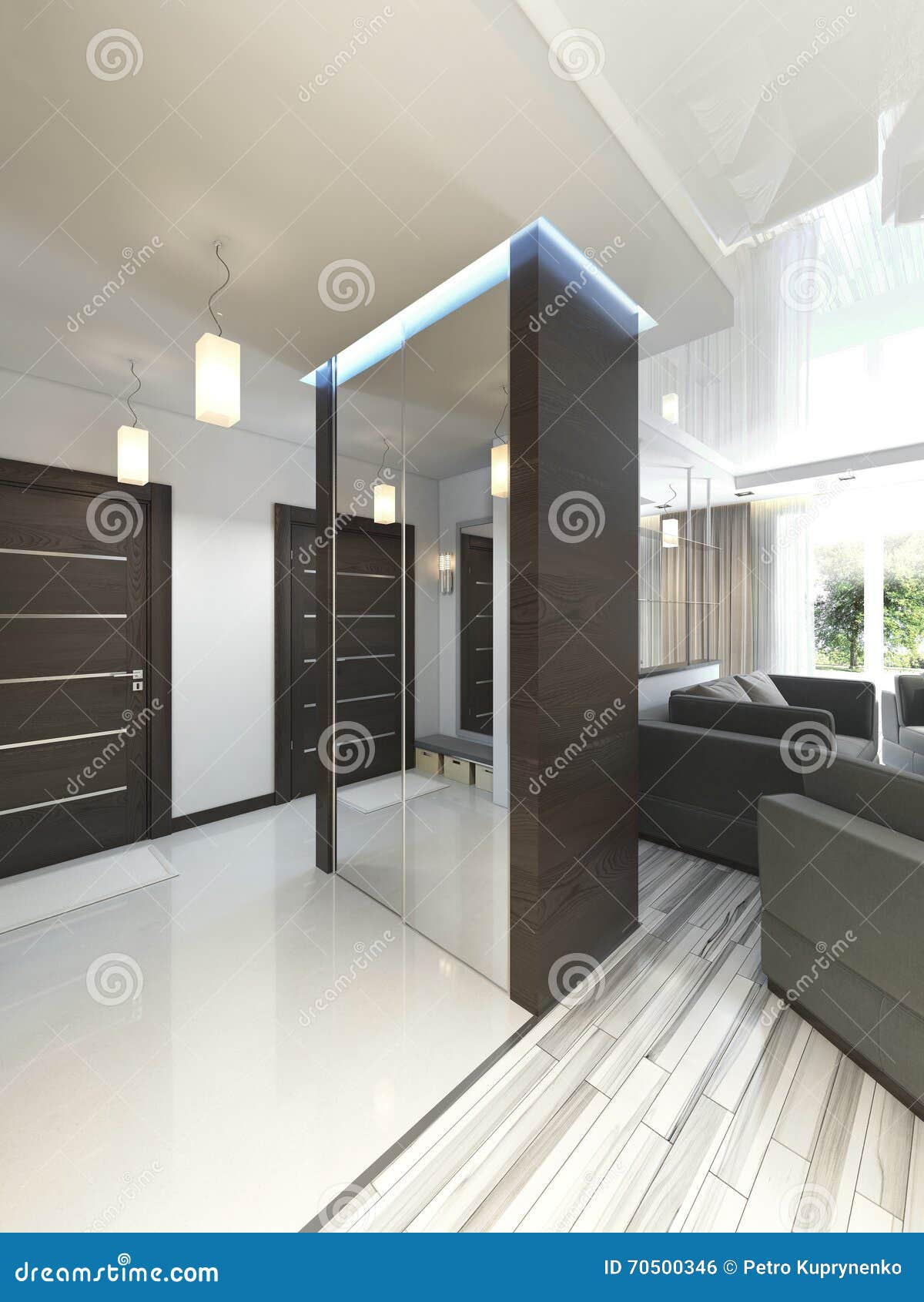 Hall with a Corridor in Contemporary Style with a Wardrobe and a Stock ...