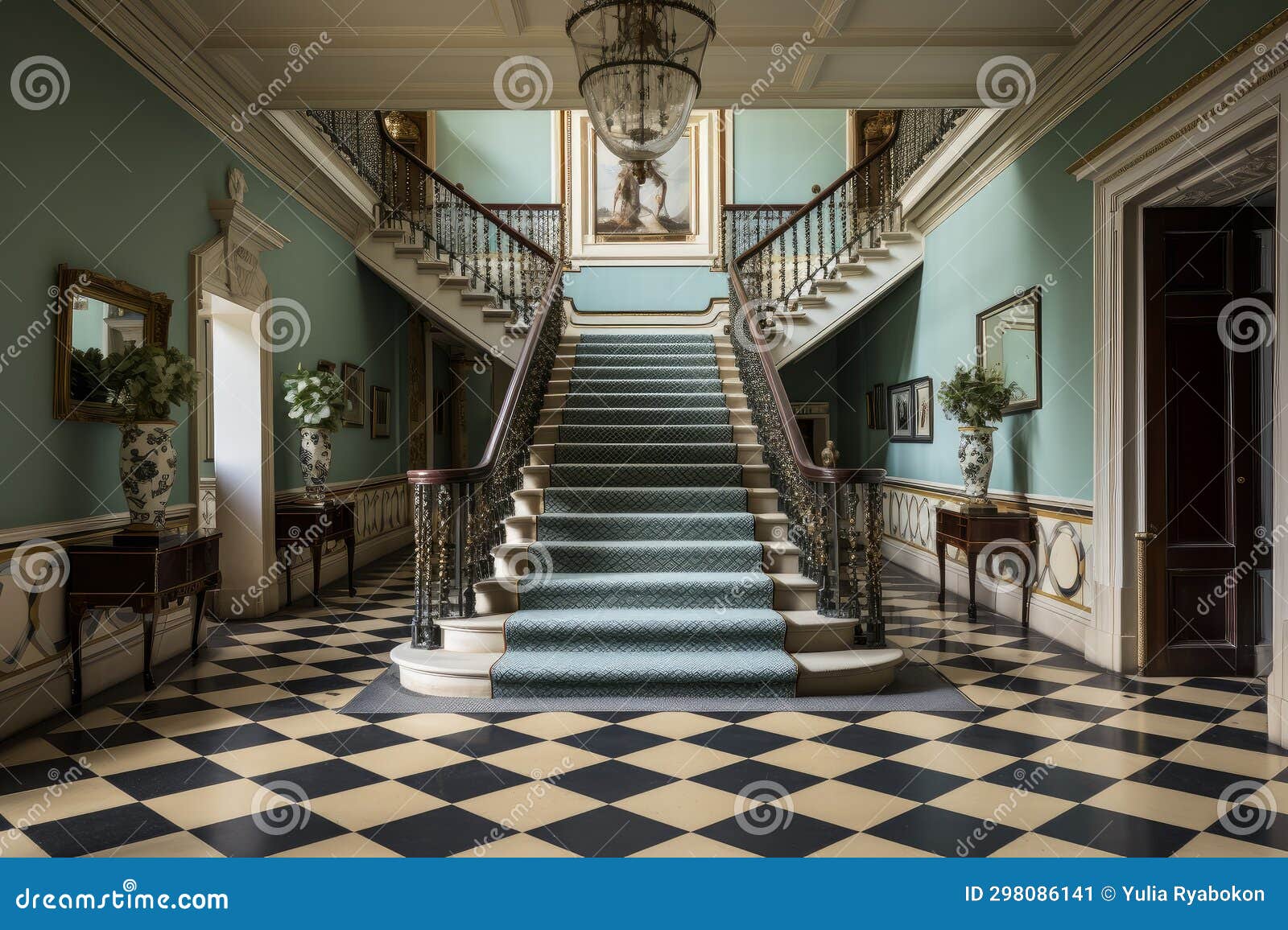 Hall Corridor Entrance Stairs Design. Generate Ai Stock Image - Image ...