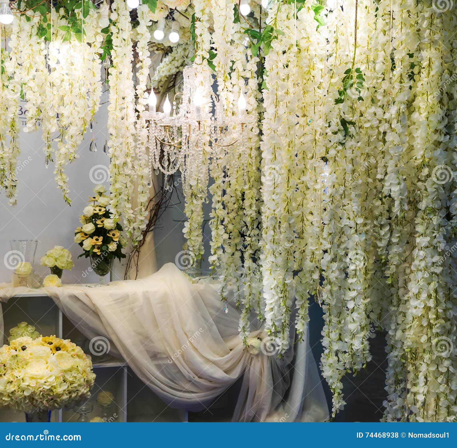 Hall Decorated with Flowers Stock Photo - Image of cute, flower: 74468938