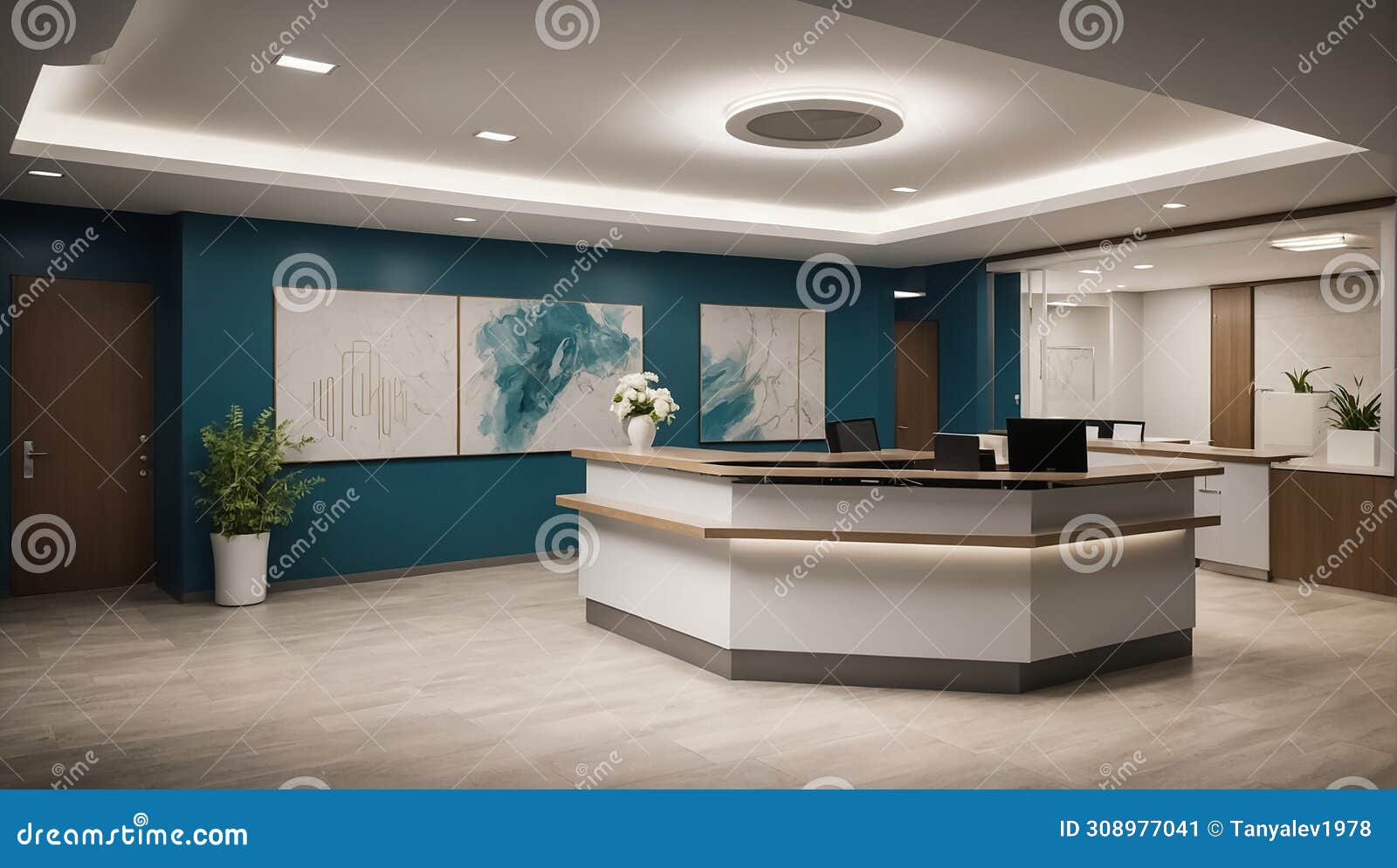 Hall of an Empty Modern Clinic Interior Center Hospital Stock ...