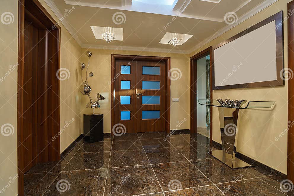 Hall and Front Door in a Private Villa Stock Photo - Image of front ...