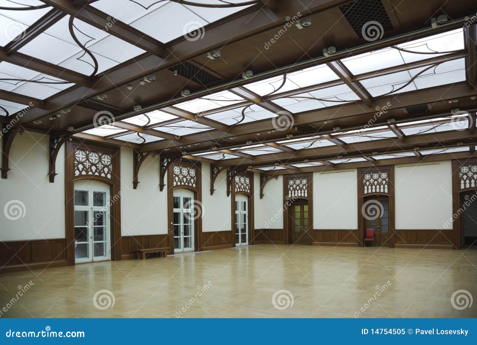 Hall with Glass Roof and Laminate Stock Image - Image of large, bright ...