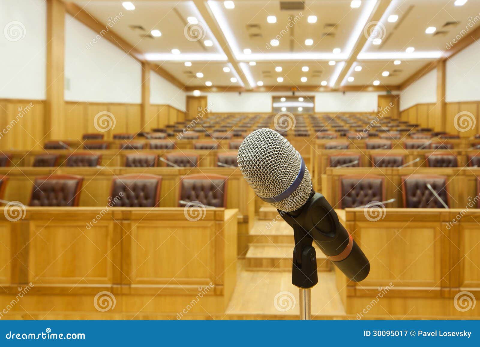 Hall Government Meetings. Microphone Side View Stock Image - Image of ...