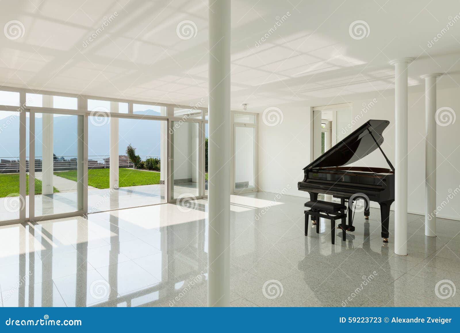 Hall with grand piano stock image. Image of house, harmony - 59223723