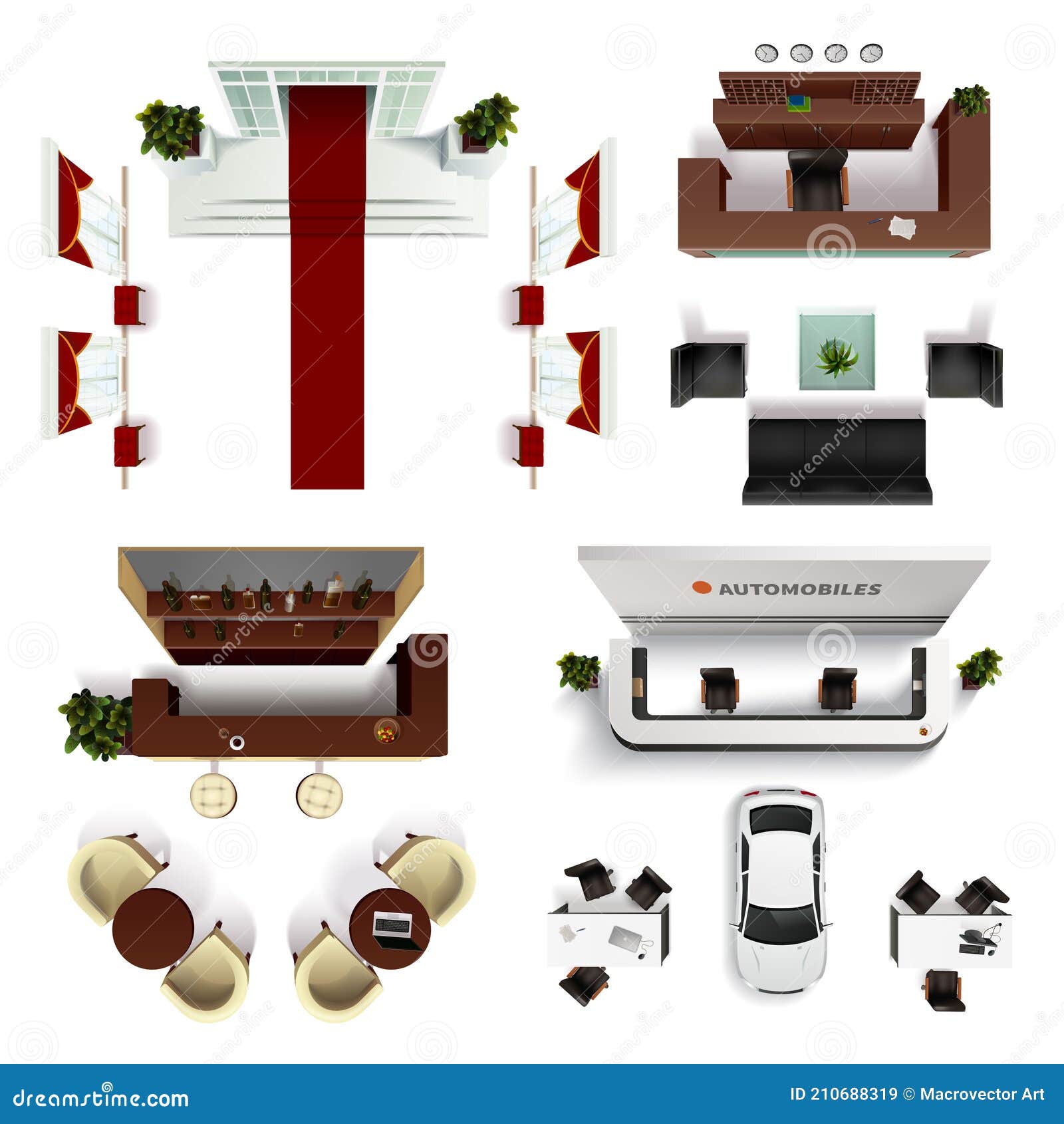 Hall Interior Elements Set stock vector. Illustration of chair - 210688319