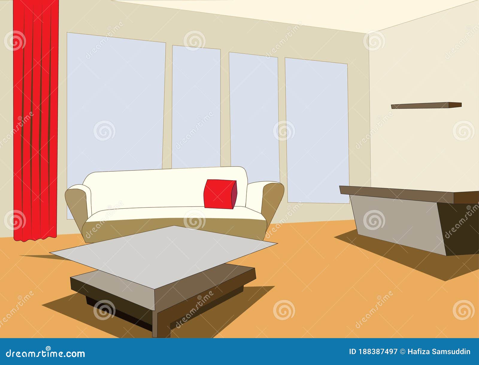Hall Interior. Vector Illustration Decorative Design Stock Vector ...
