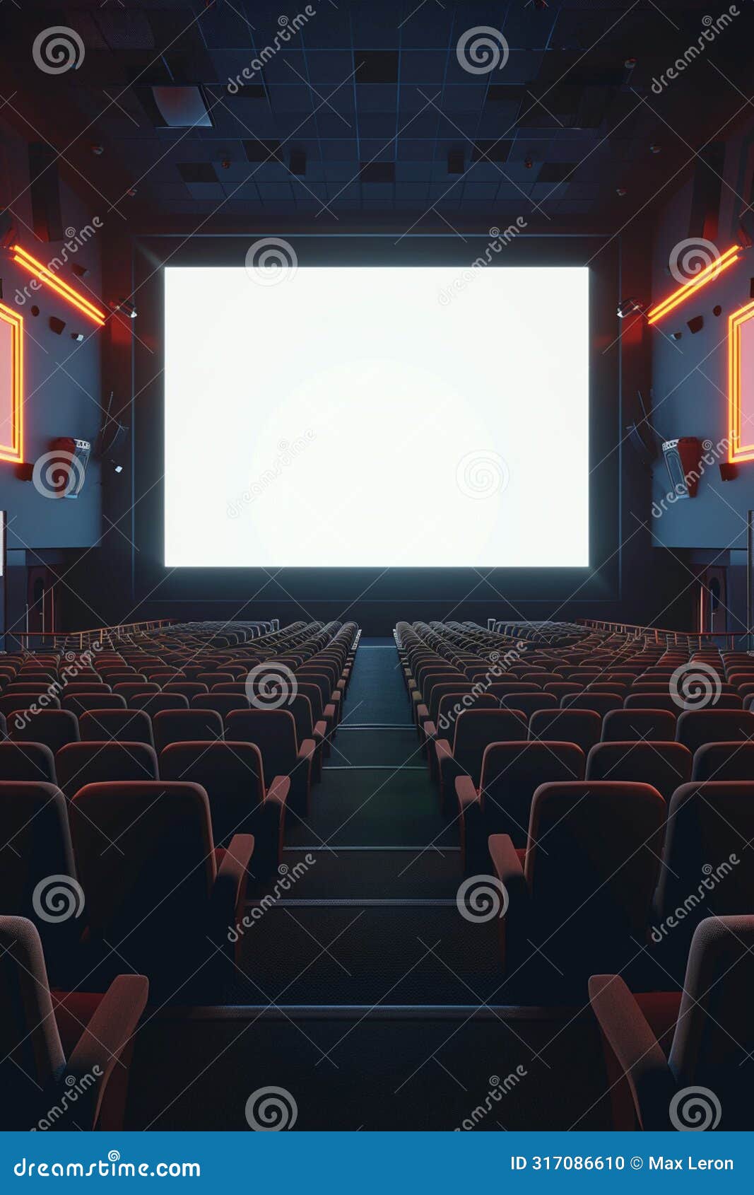 The Hall of a Large Cinema with a Large Screen Stock Illustration ...