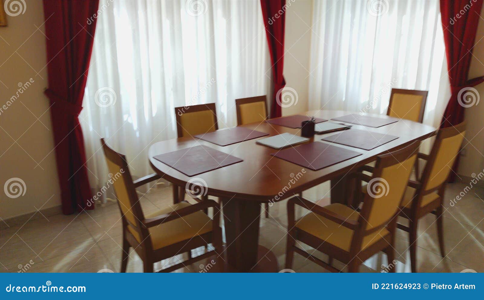 Hall of Meetings with a Round Table Stock Image - Image of meetings ...