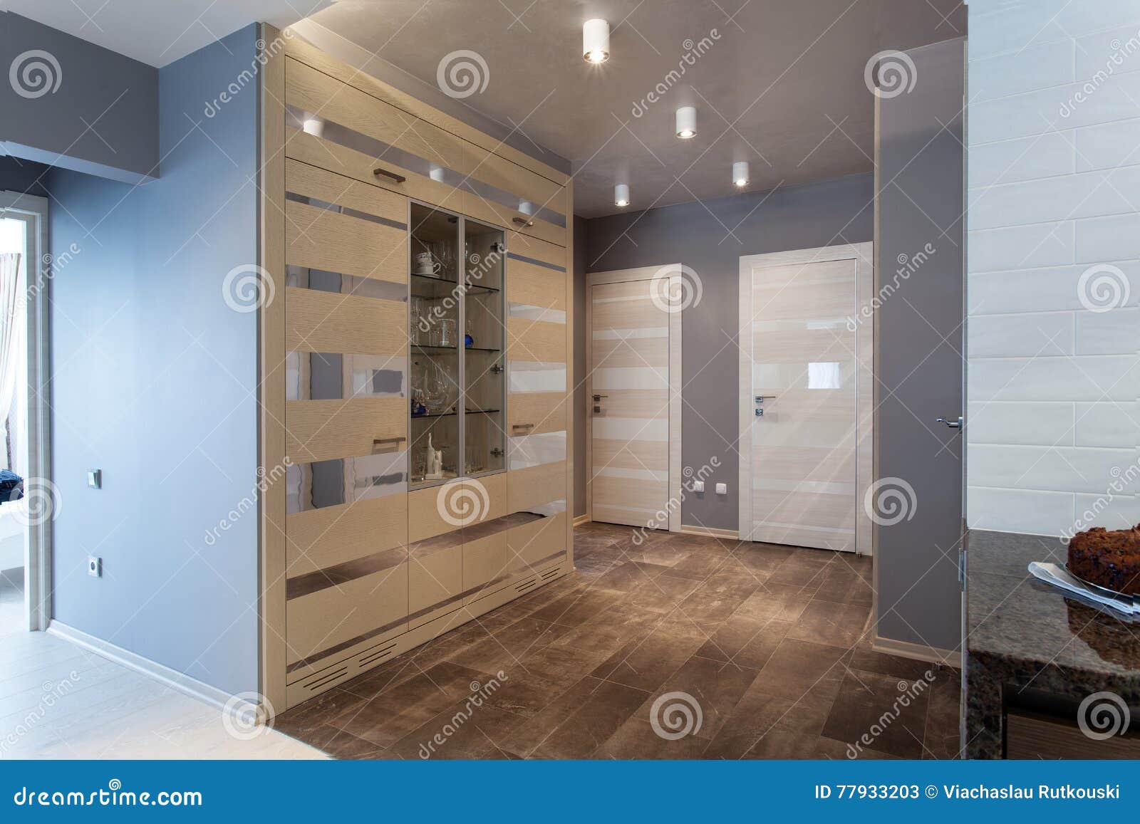 Hall in a modern apartment stock image. Image of ceiling - 77933203