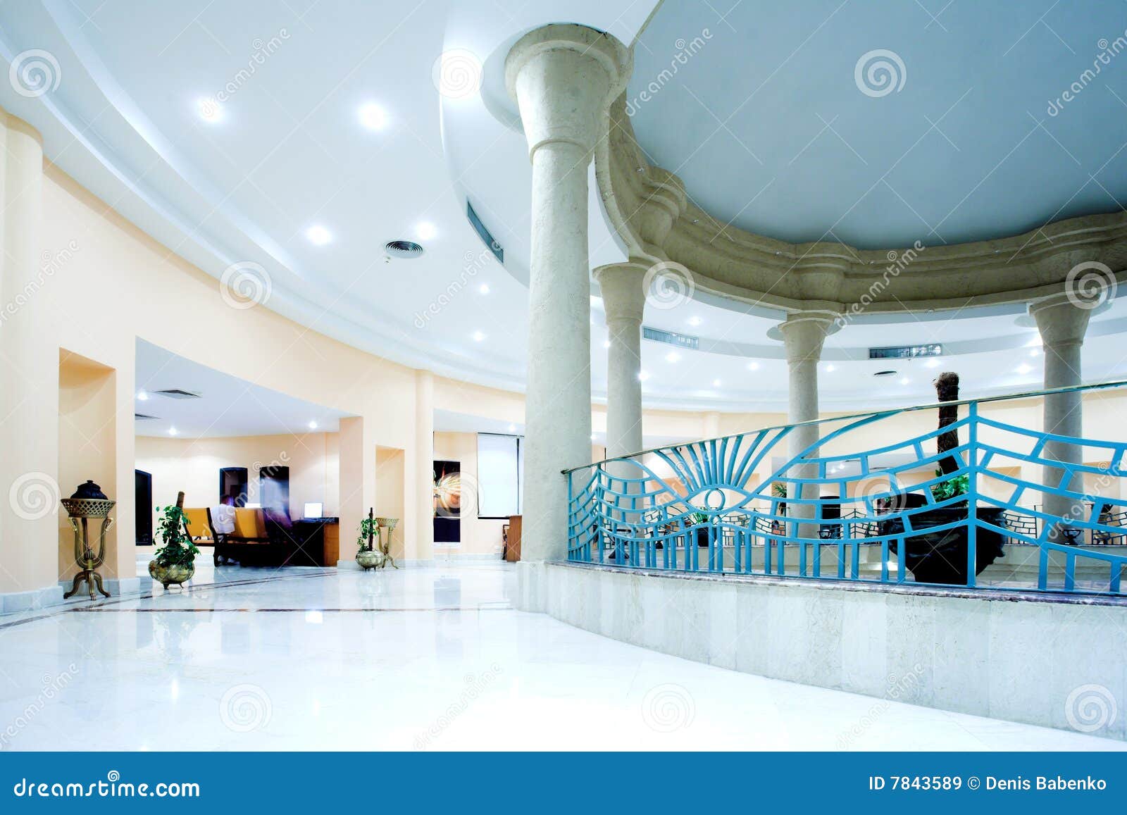 Hall in modern hotel stock image. Image of area, hall - 7843589