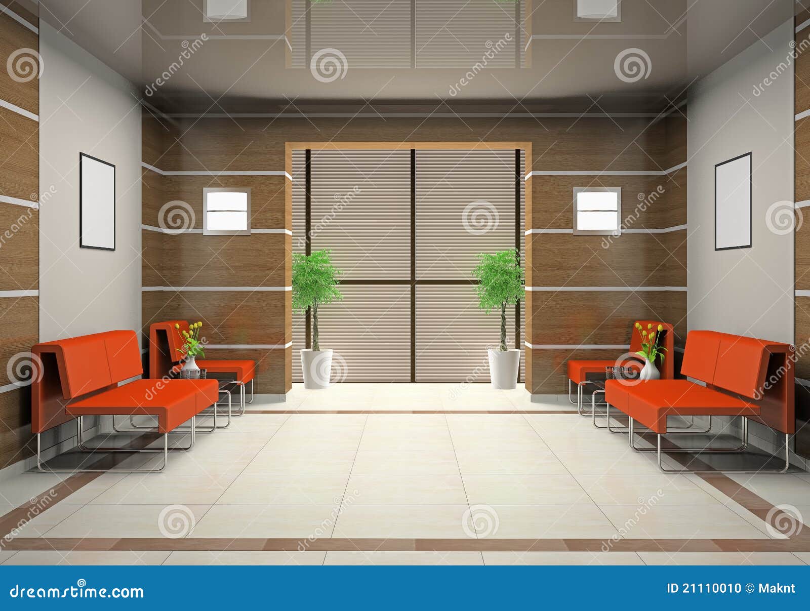 Hall a modern office stock illustration. Illustration of door - 21110010