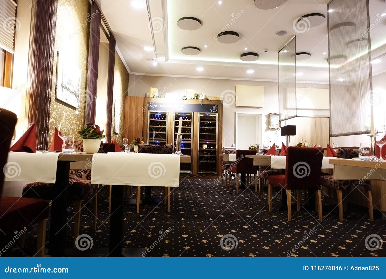 Hall of Modern Restaurant with No Customers Inside Stock Photo - Image ...