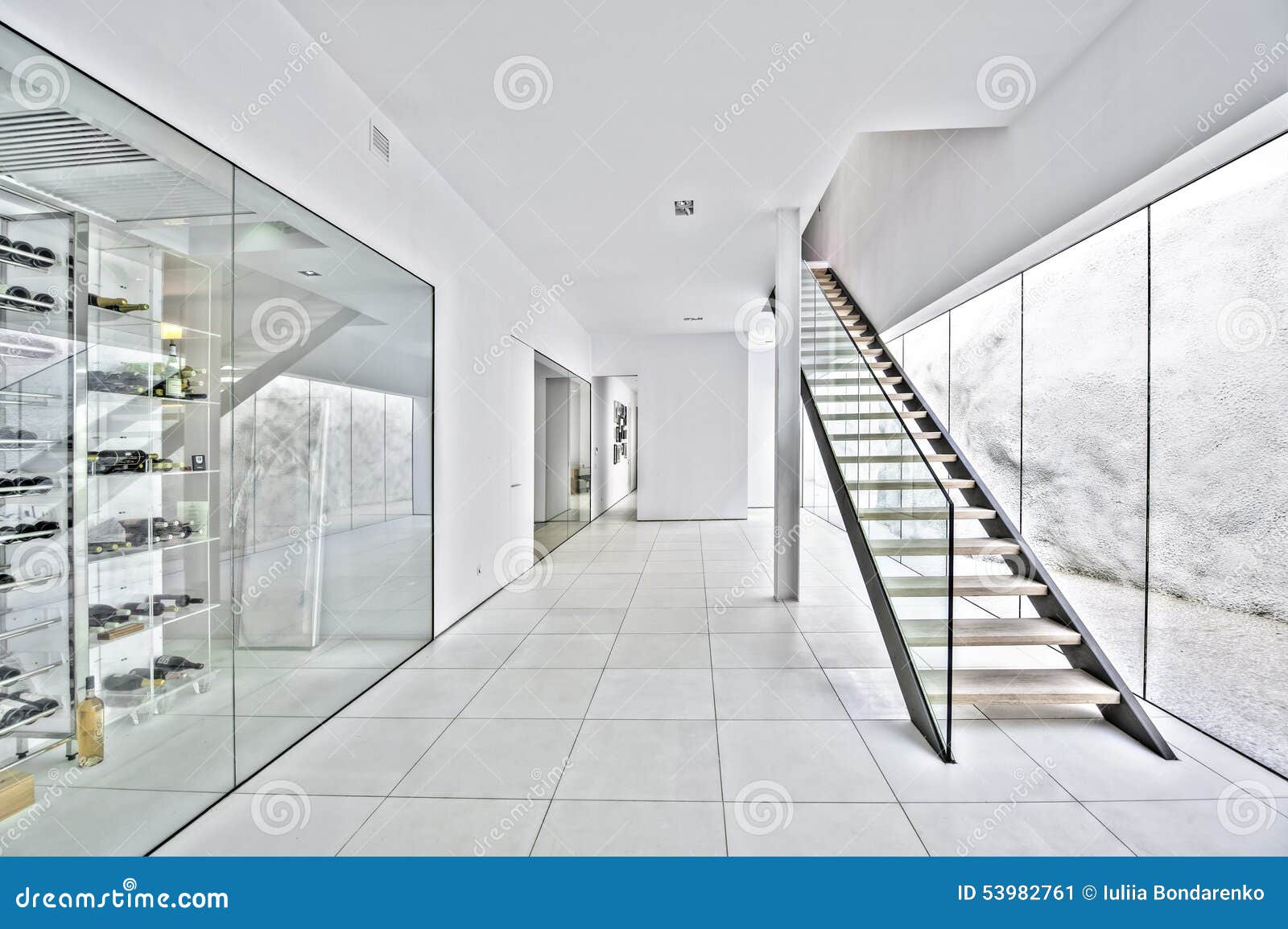 Hall in the modern villa stock image. Image of stairs - 53982761