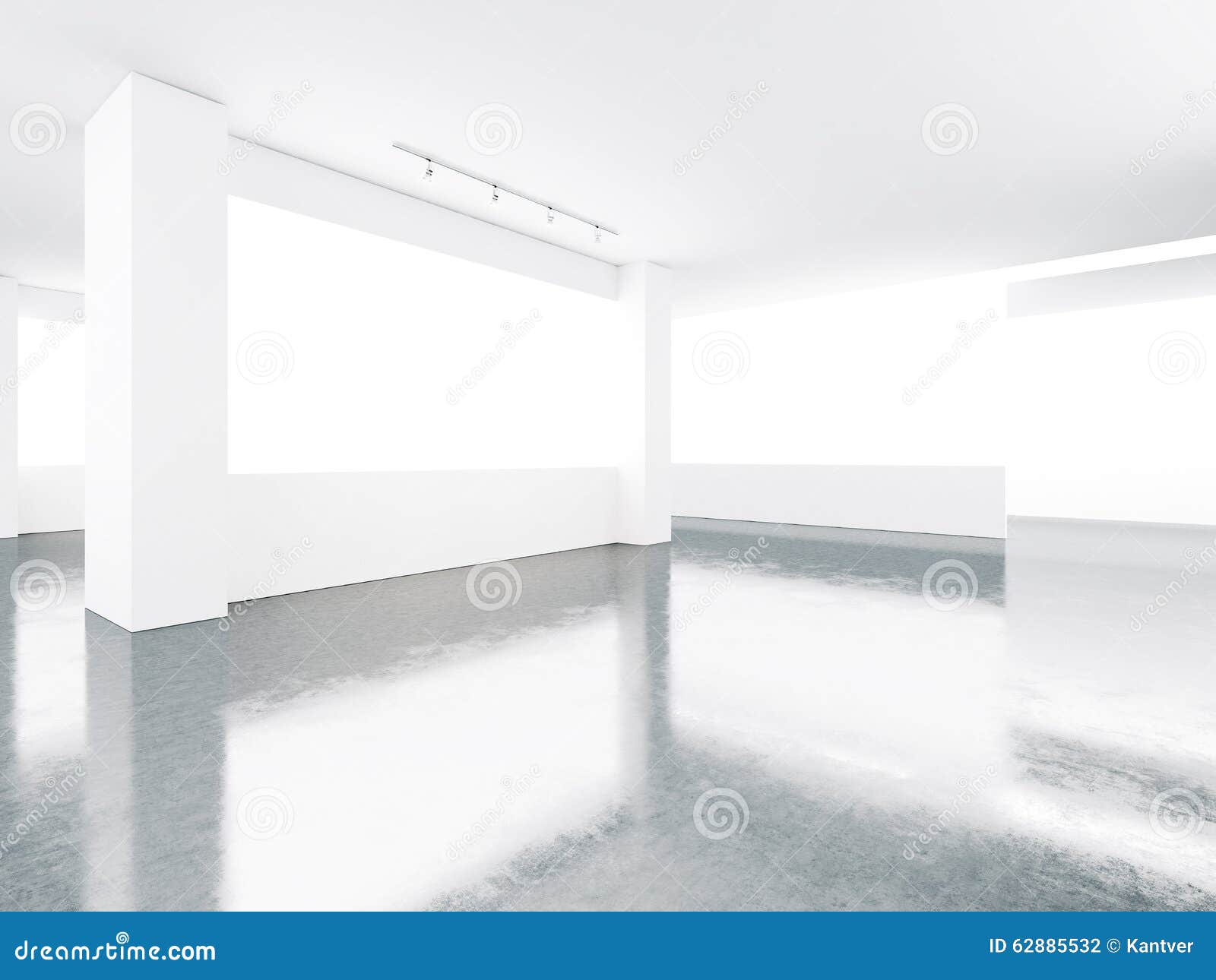 Hall of Museum Interior with Concrete Floor and Stock Photo - Image of ...