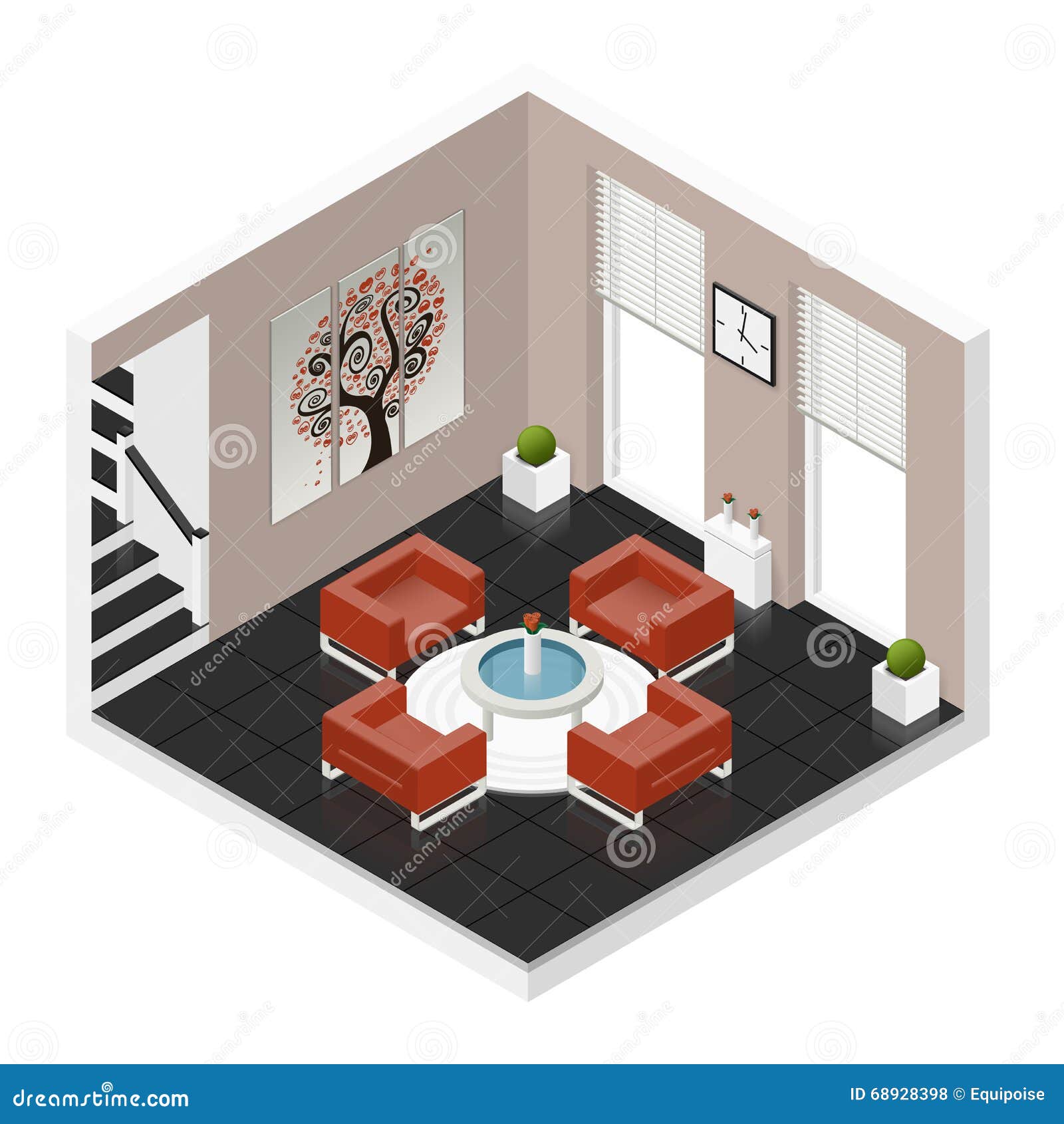 Hall Room Isometric Icon Set Stock Vector - Illustration of painting ...