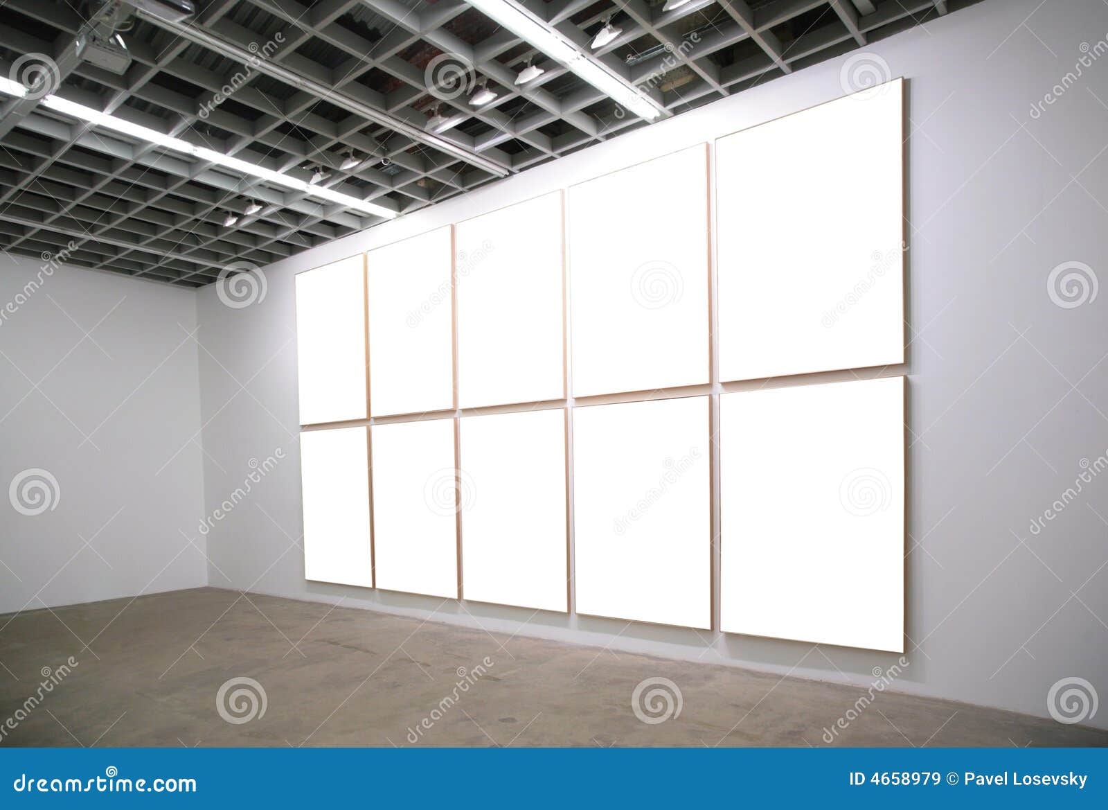 Hall with white frames stock image. Image of display, domestic - 4658979