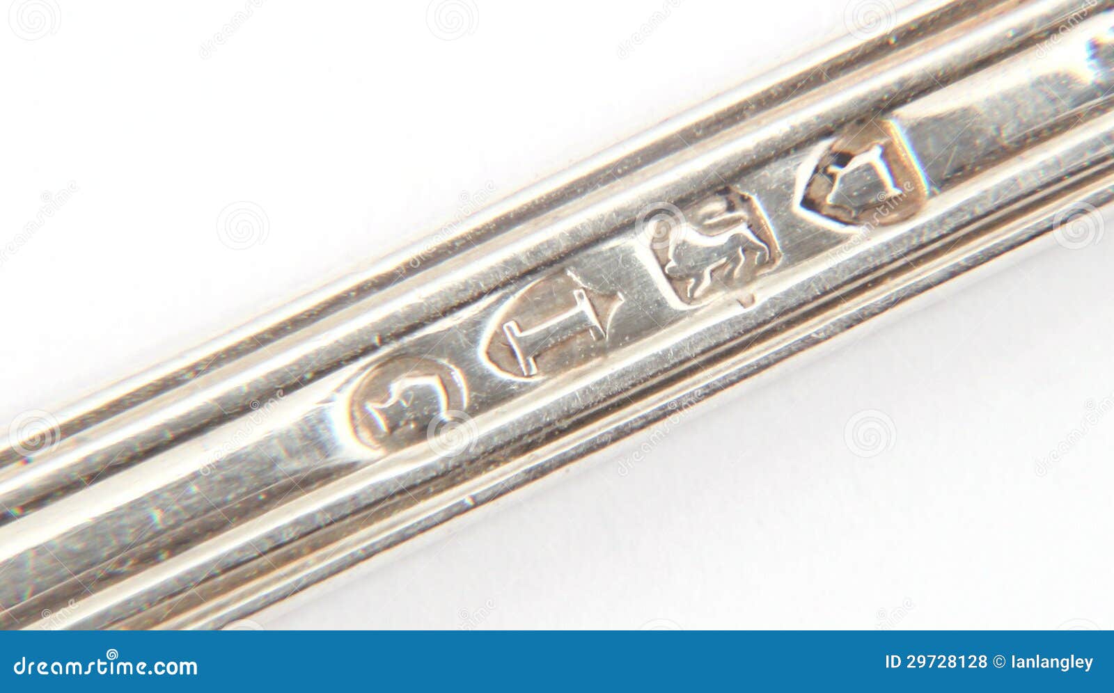 Hallmarked Sterling Silver Spoon Handle Stock Photo - Image of spoon ...