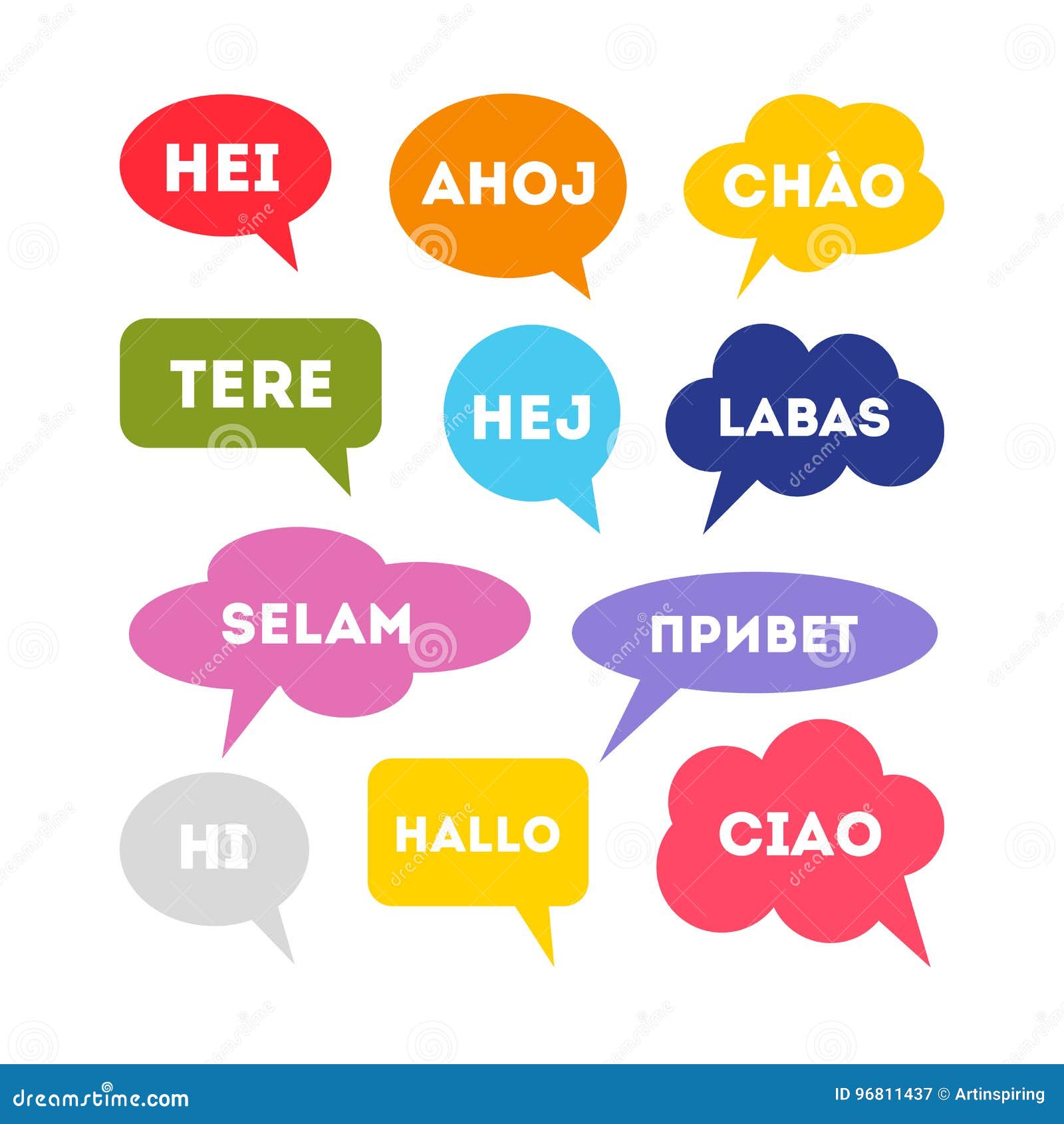 Hallo in Den Verschiedenen Sprachen Vektor Abbildung - Illustration von ...