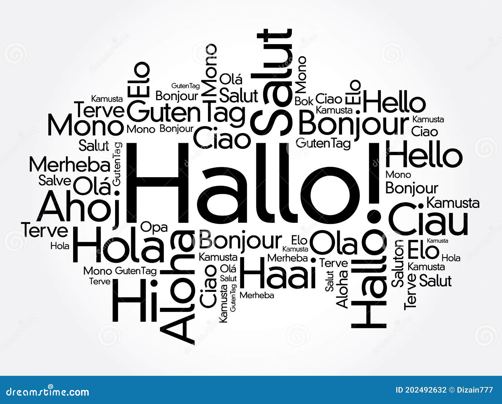 Hallo (Hello Greeting in German) Word Cloud in Different Languages ...