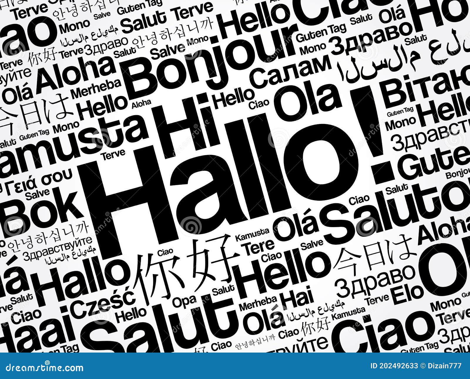 Hallo (Hello Greeting in German) Word Cloud in Different Languages ...
