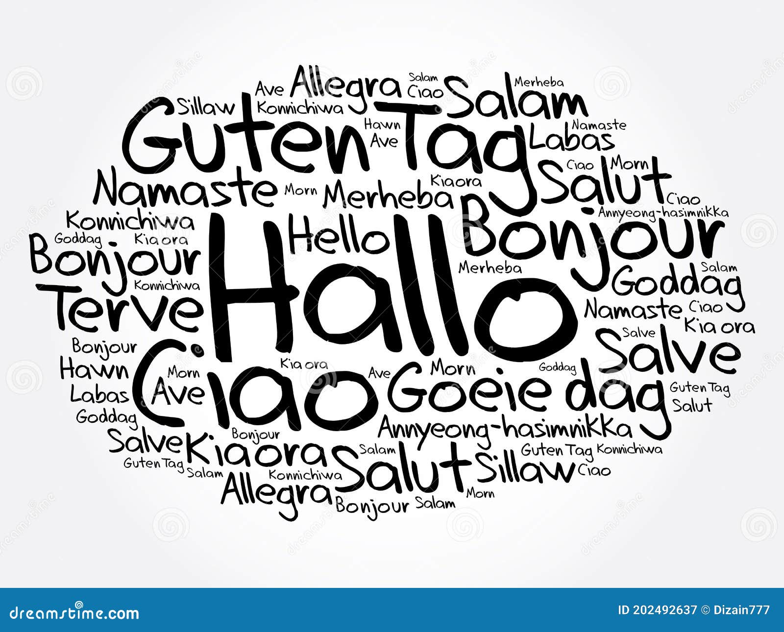 Hallo (Hello Greeting in German) Word Cloud in Different Languages ...