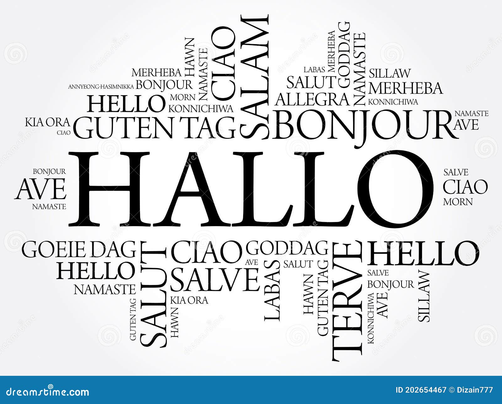 Hallo (Hello Greeting in German) Word Cloud in Different Languages ...