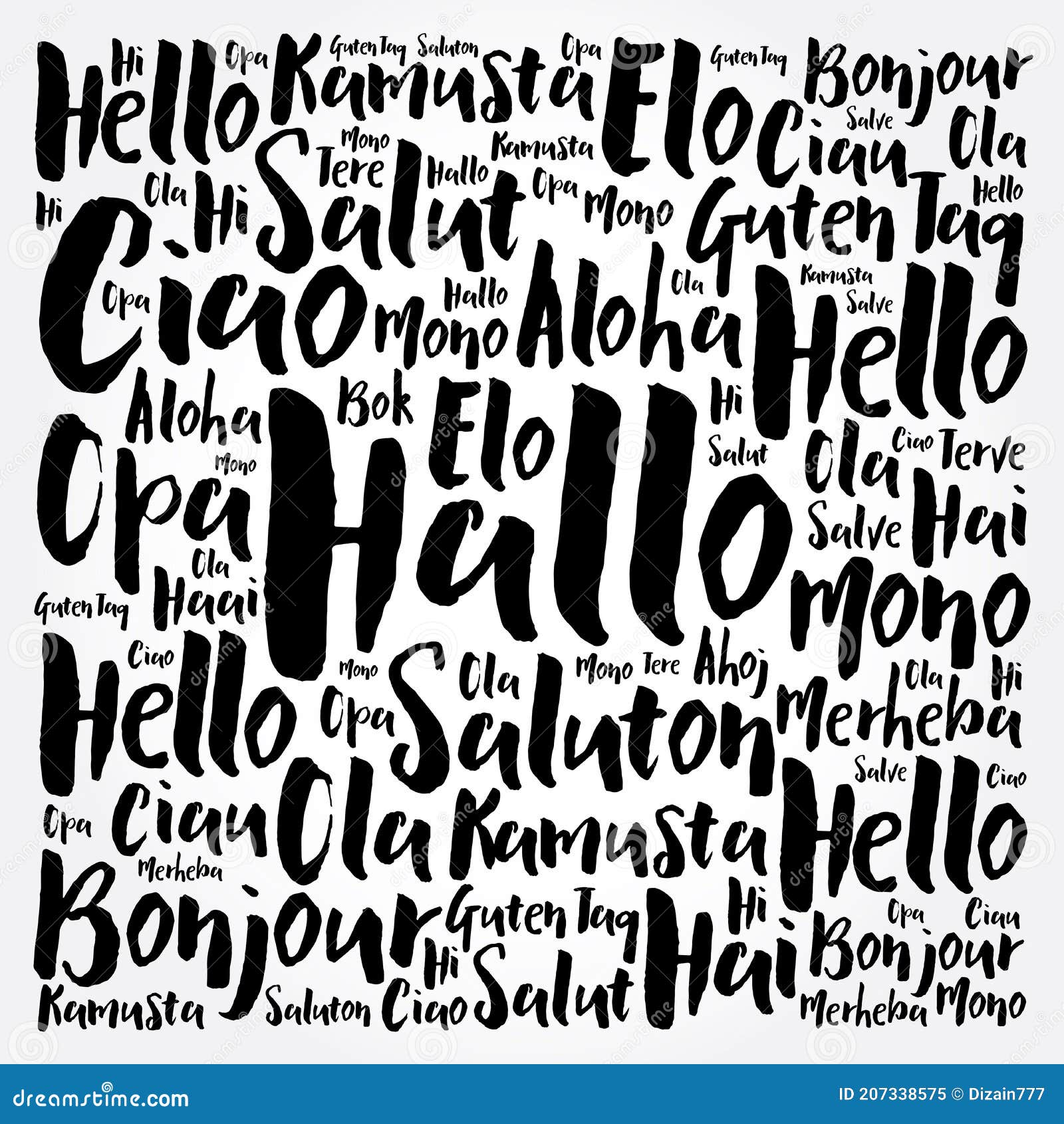 Hallo (Hello Greeting in German) Word Cloud in Different Languages ...