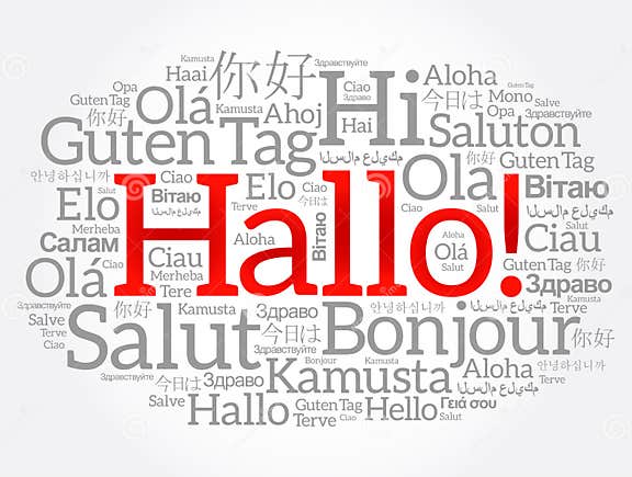 Hallo (Hello Greeting in German) Word Cloud in Different Languages of ...