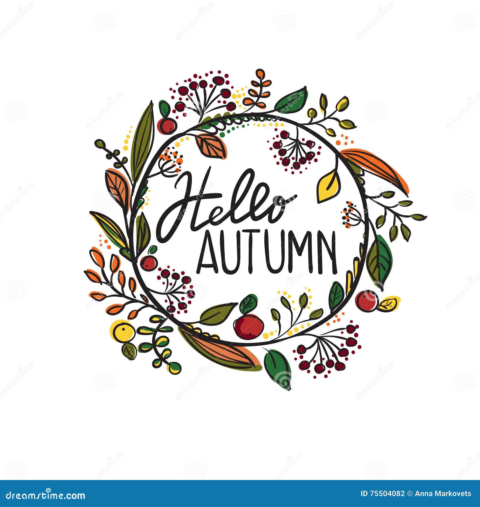 Hallo Herbst vektor abbildung. Illustration von untertitel - 75504082