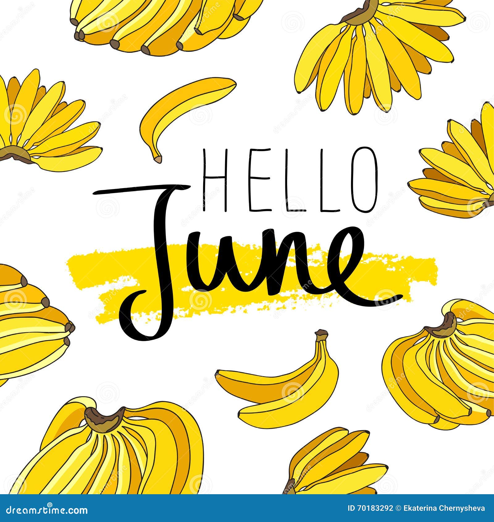 Hallo Juni Moderne Kalligraphie Vektor Abbildung - Illustration von ...
