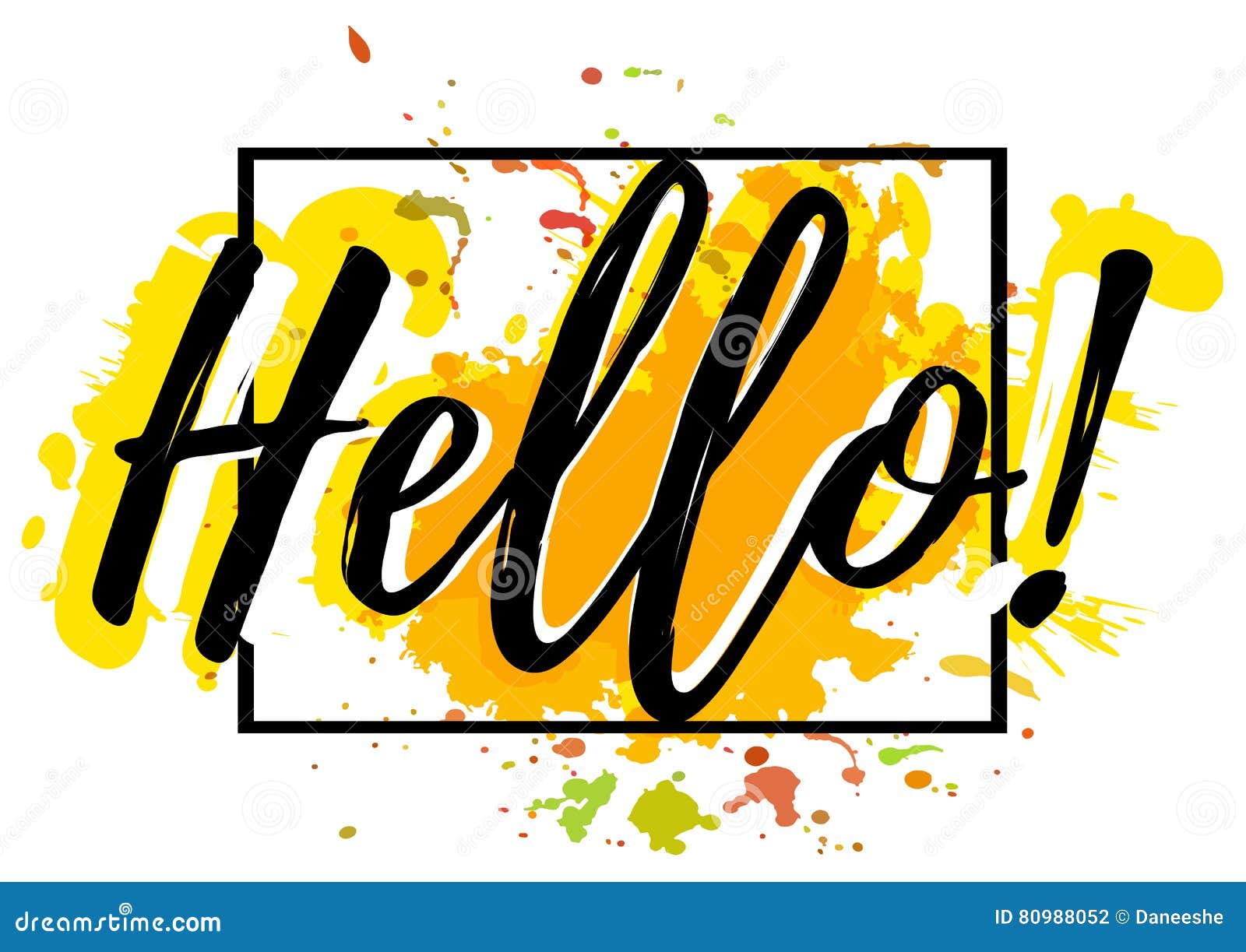 Hallo Salutatory-Karte Mit Beschriftung Vektor Abbildung - Illustration ...