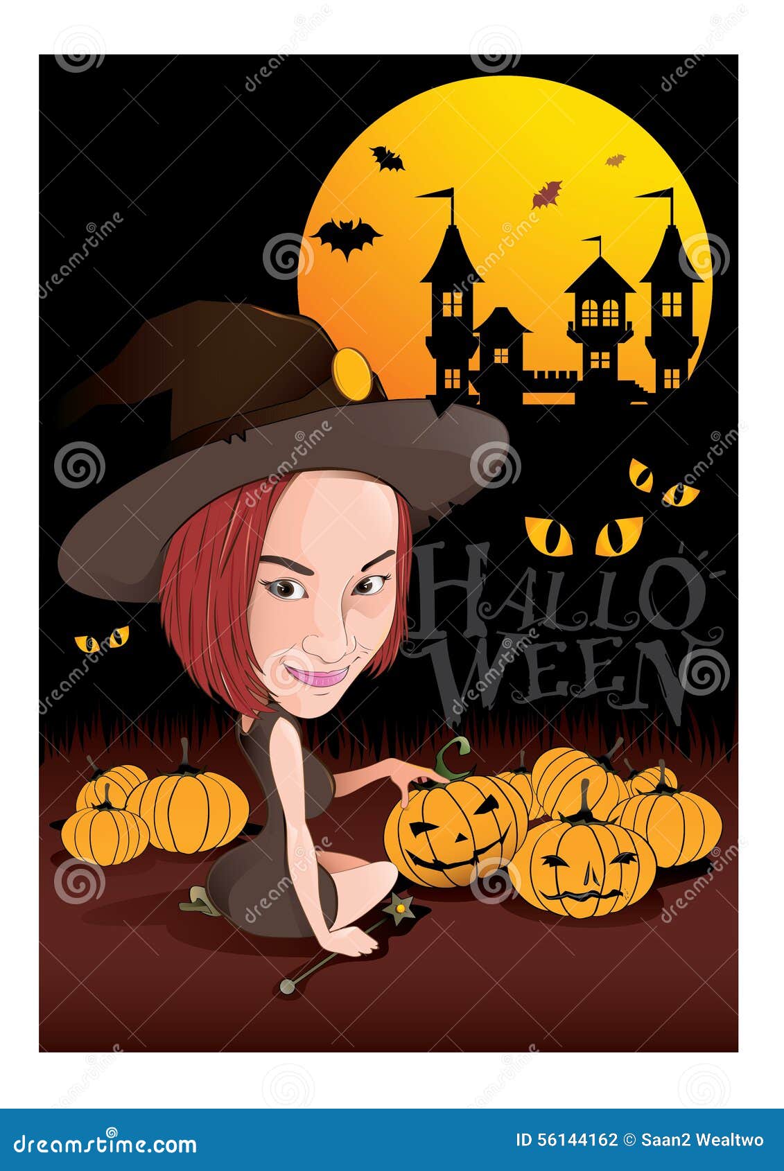 Hallo ween stock vector. Illustration of witch, nights - 56144162