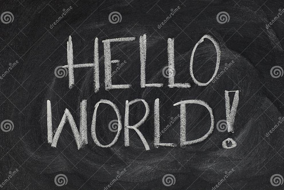 Hallo, Welt! - Erstes Computerprogramm Stockfoto - Bild von tafel ...