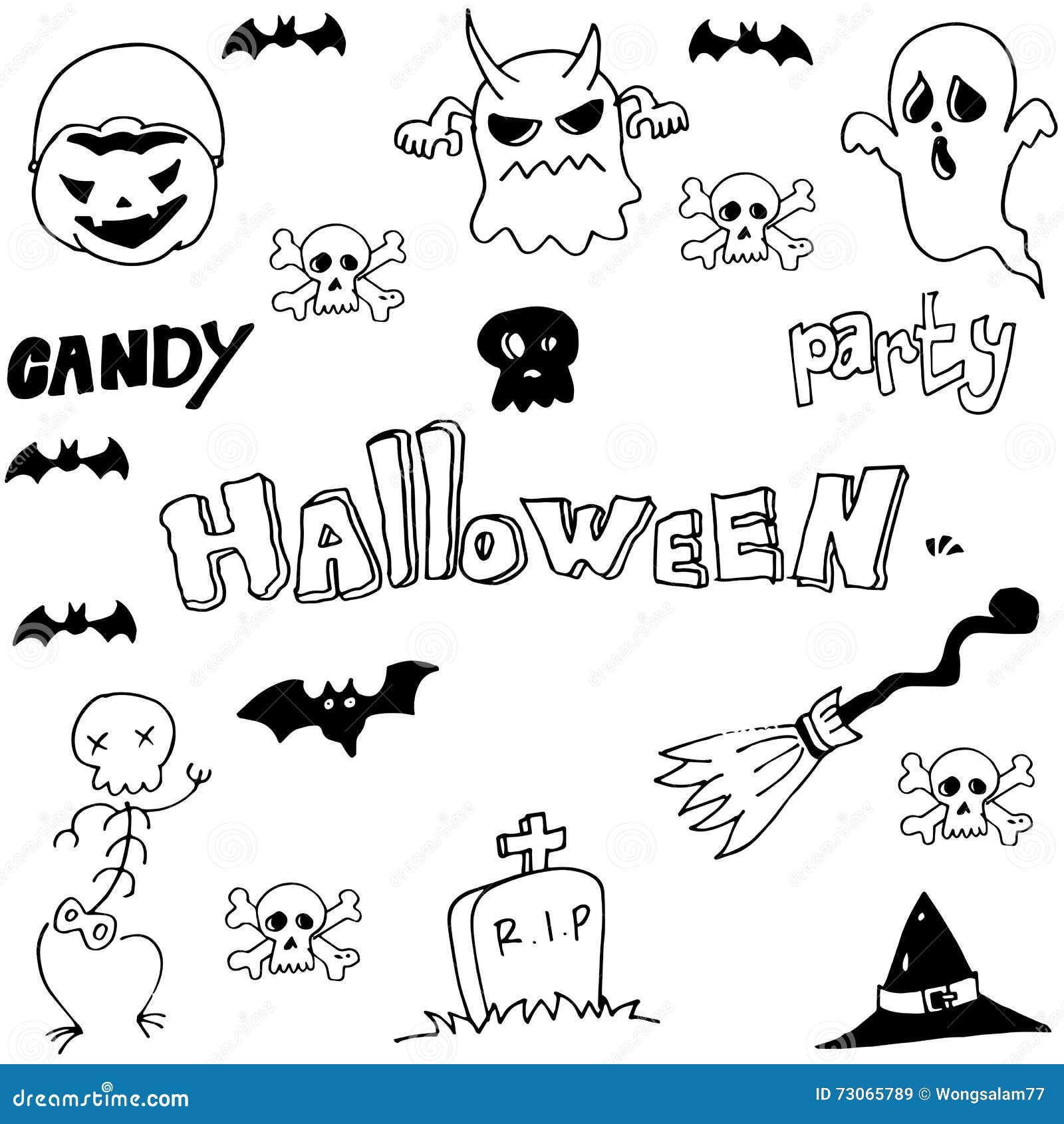 Halloeen Evil Ghost in Doodle Stock Vector - Illustration of halloween ...