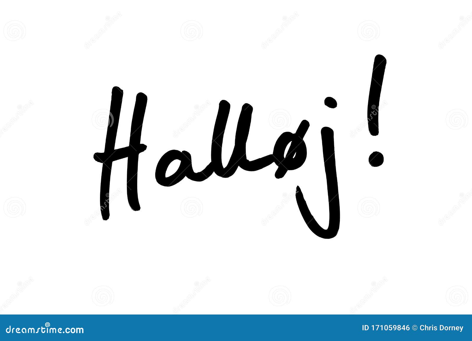 Hello In Danish Hej. Funny Hand Drawn Illustration Of Monument Of Hans ...