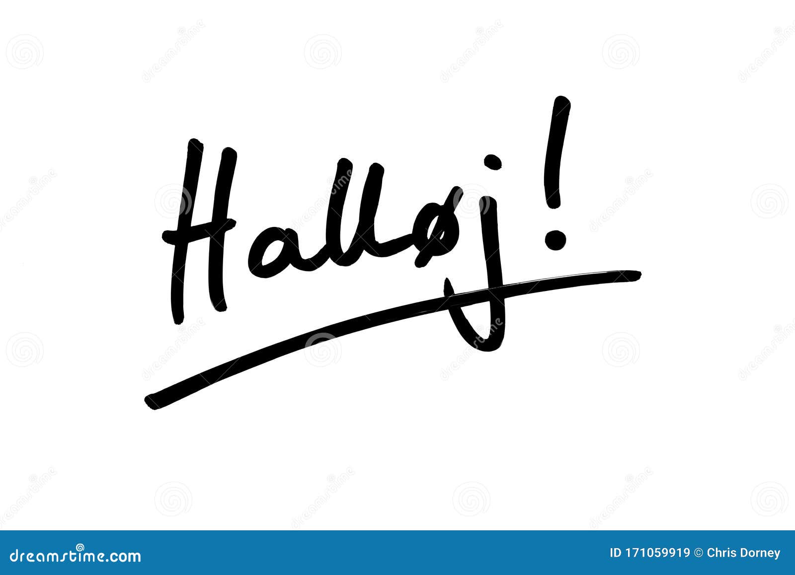 Hello In Danish Hej. Funny Hand Drawn Illustration Of Monument Of Hans ...