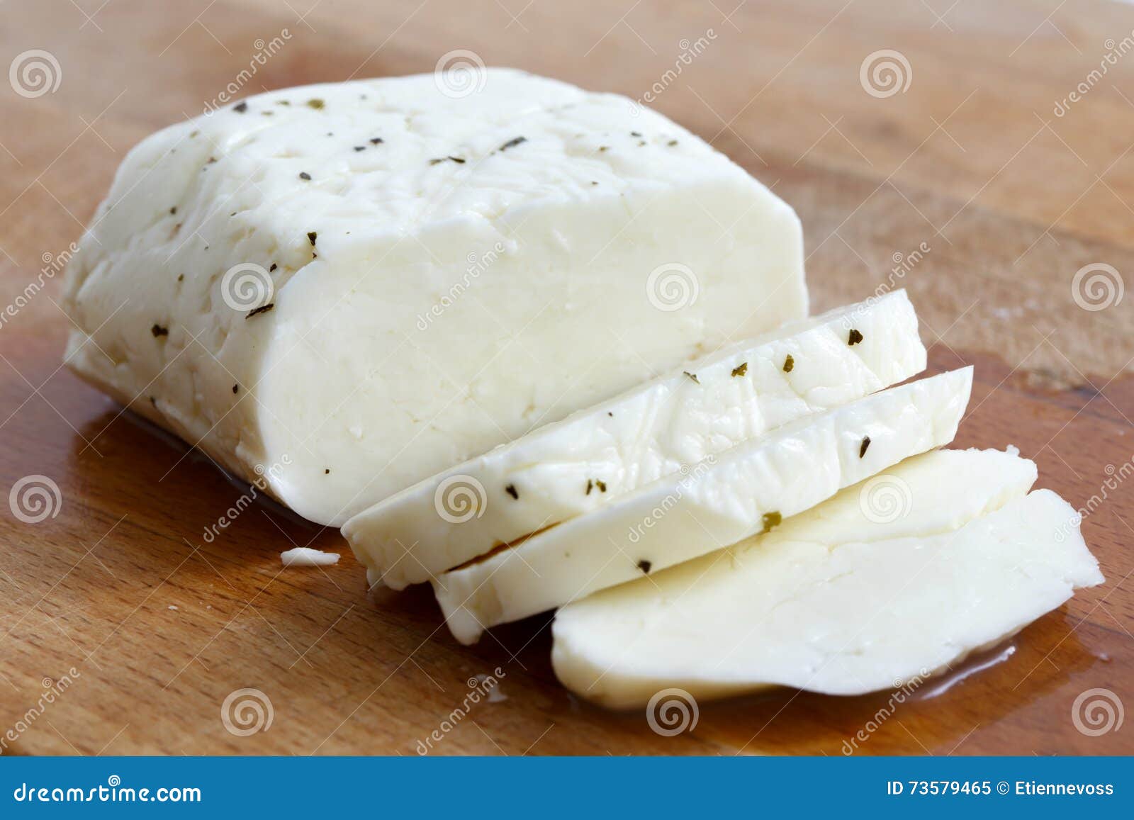 Halloumi Cheese Stack On A White Plate With Mint Leaves Royalty-Free ...