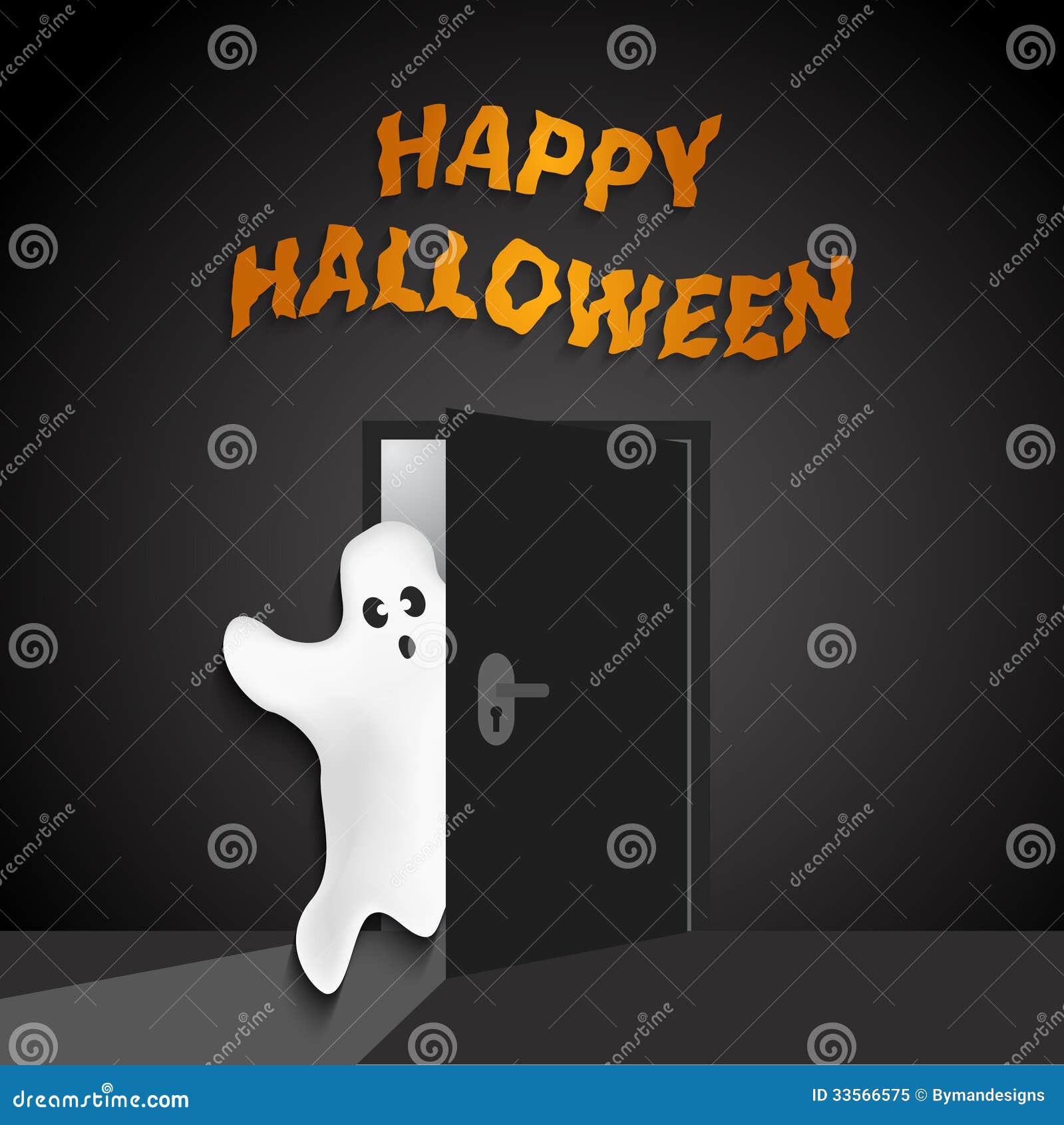 Halloween-achtergrond Met Het Grappige Spook Openen Vector Illustratie ...