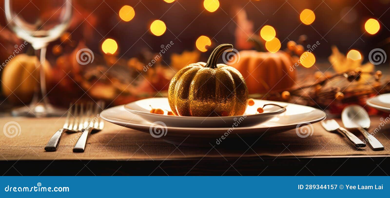 Halloween, Autumn Fall Pumpkin Table Settings, Ai Stock Illustration ...