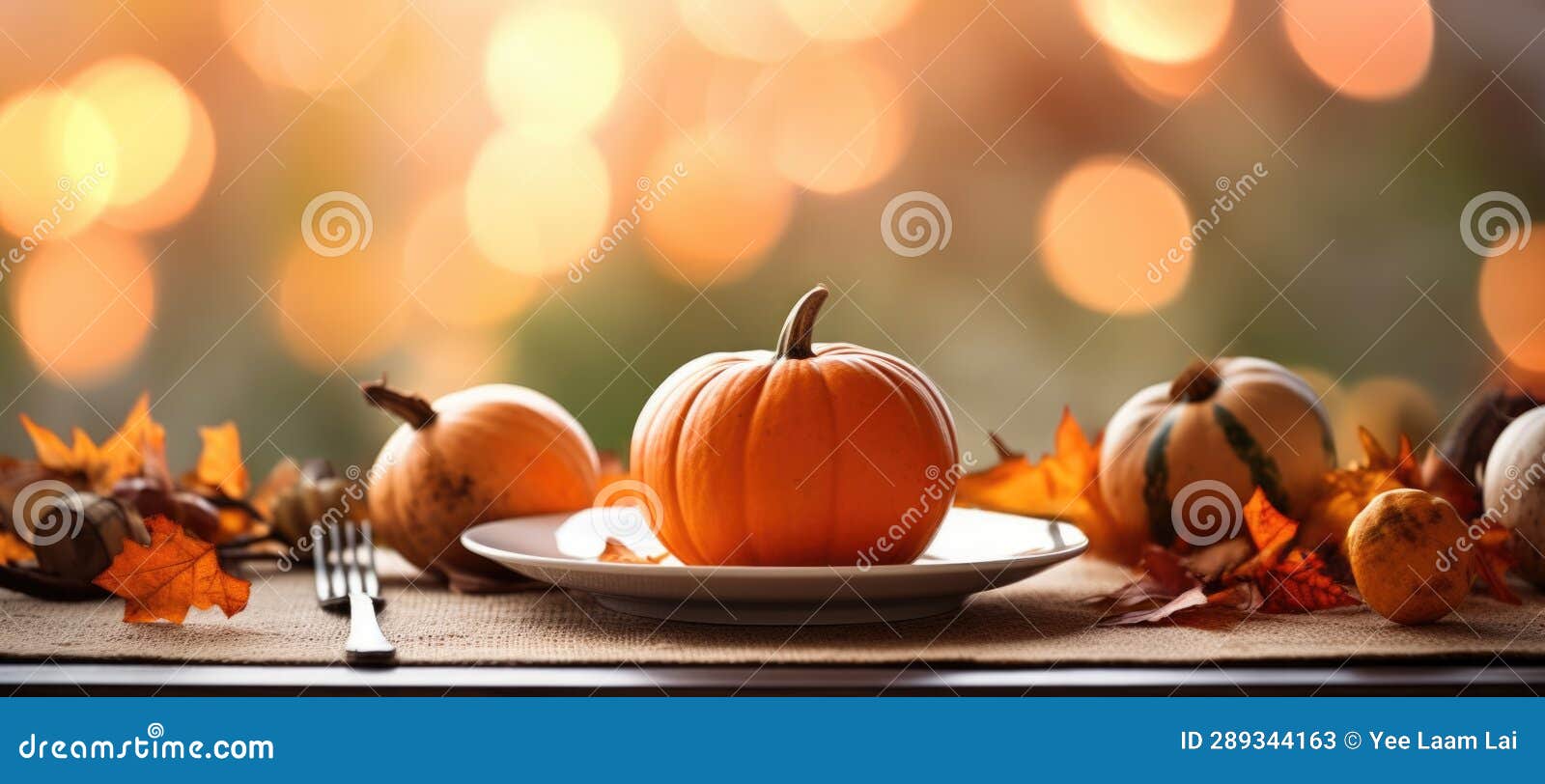 Halloween, Autumn Fall Pumpkin Table Settings, Ai Stock Illustration ...