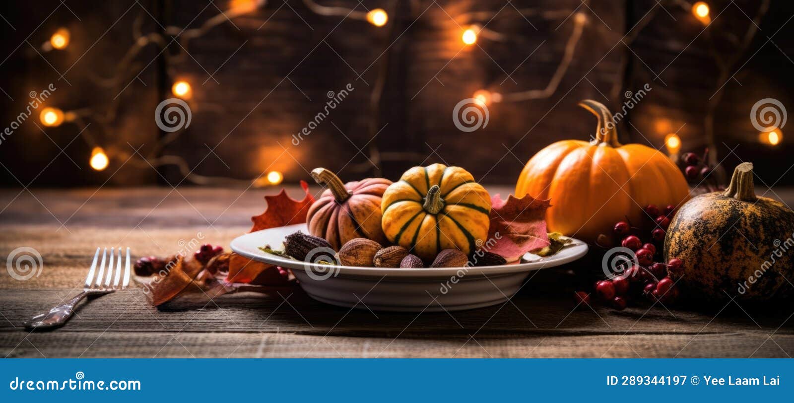 Halloween, Autumn Fall Pumpkin Table Settings, Ai Stock Illustration ...