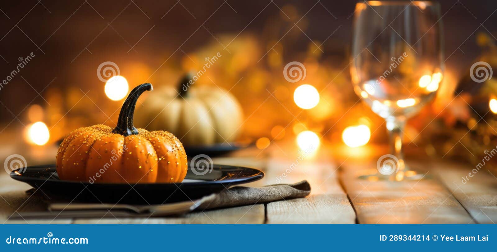 Halloween, Autumn Fall Pumpkin Table Settings, Ai Stock Illustration ...